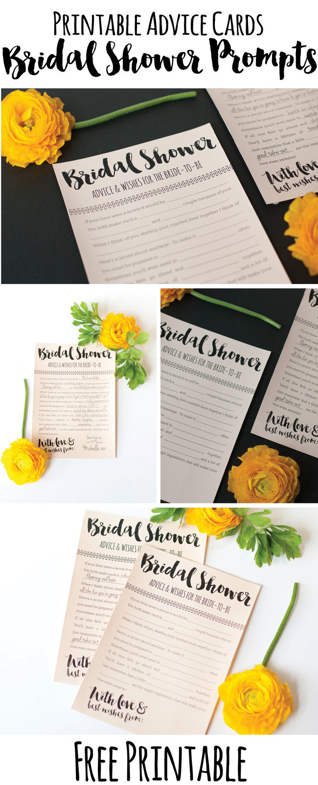 Fun Printable Bridal Shower Advice Cards - FREE Download