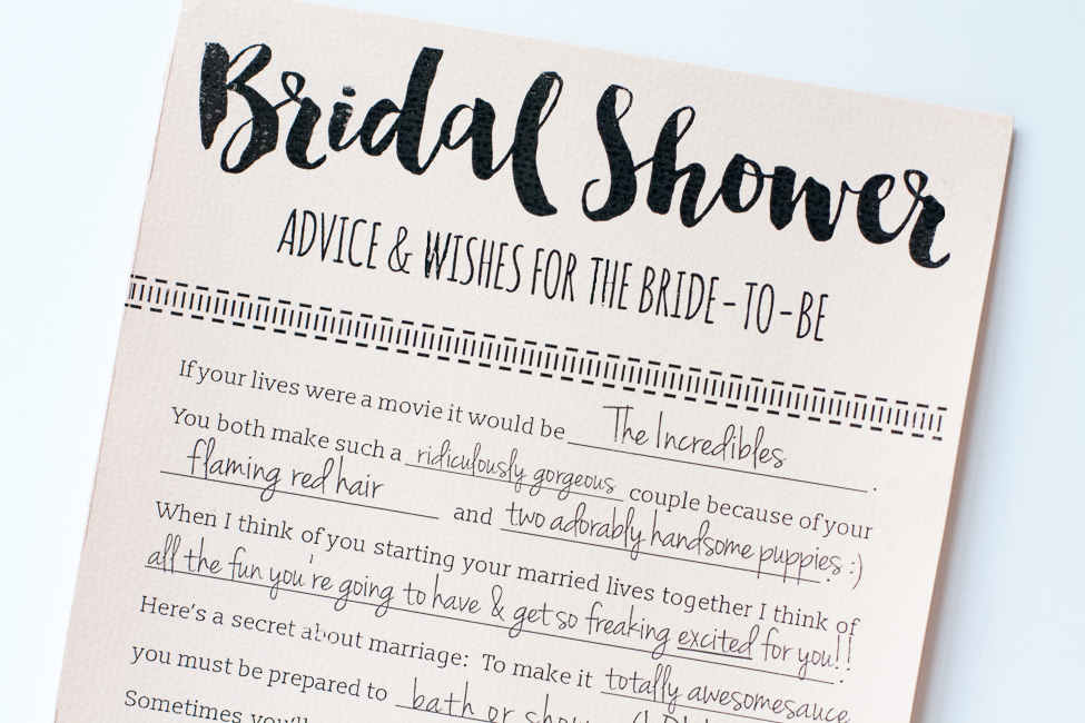 Fun Printable Bridal Shower Advice Cards - FREE Download