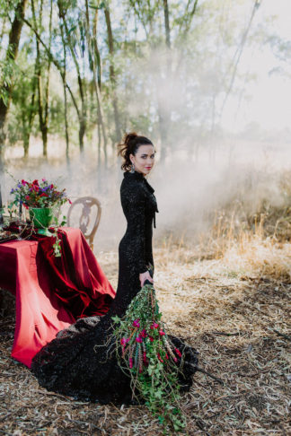 Dramatic Red and Black Forest Wedding full of Mystery + Magic