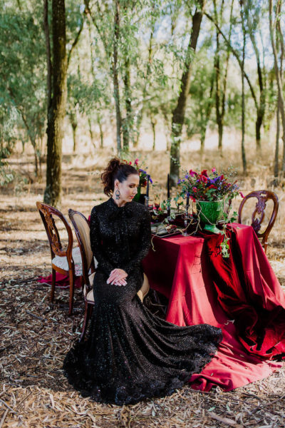 Dramatic Red and Black Forest Wedding full of Mystery + Magic