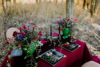 Dramatic Red and Black Forest Wedding full of Mystery + Magic