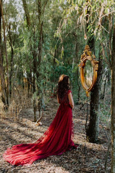 Dramatic Red and Black Forest Wedding full of Mystery + Magic