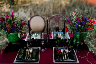 Dramatic Red and Black Forest Wedding full of Mystery + Magic