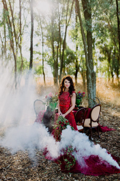 Dramatic Red and Black Forest Wedding full of Mystery + Magic