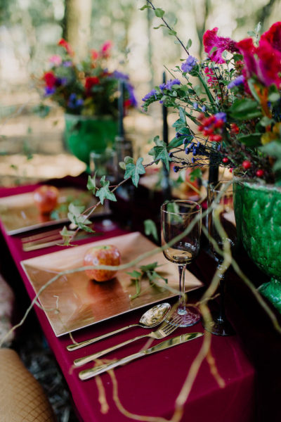 Dramatic Red and Black Forest Wedding full of Mystery + Magic