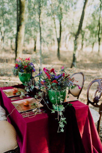 Dramatic Red and Black Forest Wedding full of Mystery + Magic