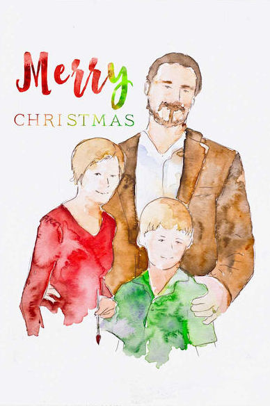 12 Gorgeous, Custom-illustrated Portrait Christmas Cards with your Faces!