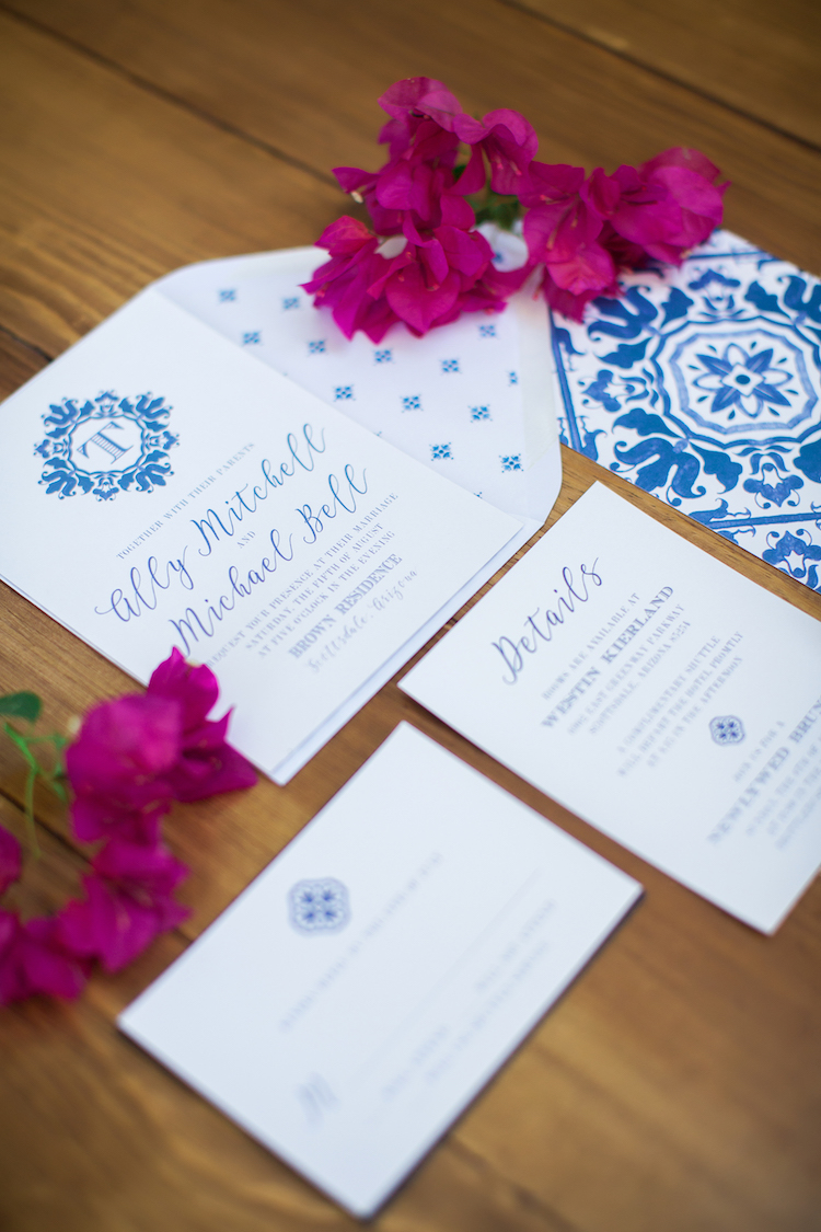 Vibrantly Beautiful Bougainvillea + Blue Spanish Wedding Ideas