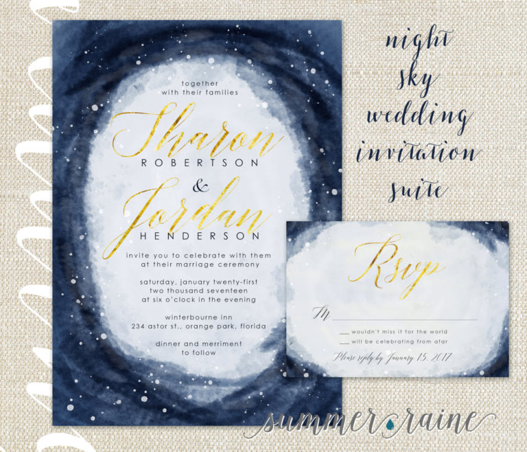 16+ Starry Night Celestial Wedding Invitations To Light Up Your Life