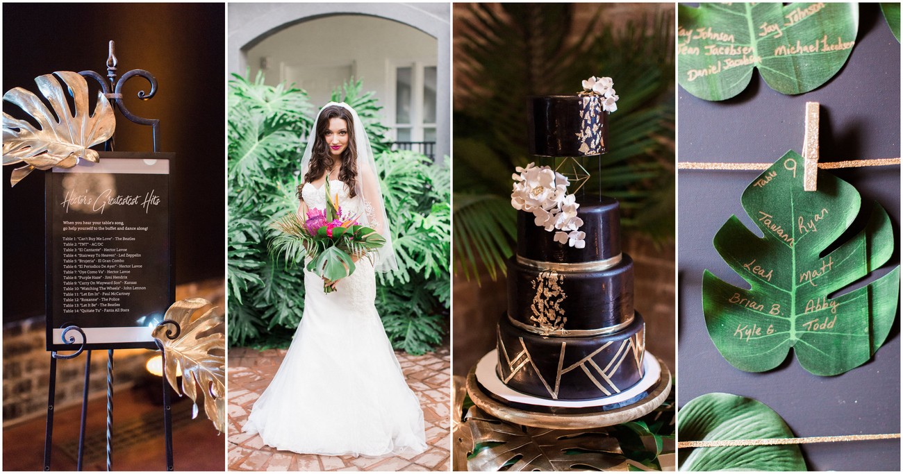 Gorgeously Glam Gold + Black Tropical Wedding Theme