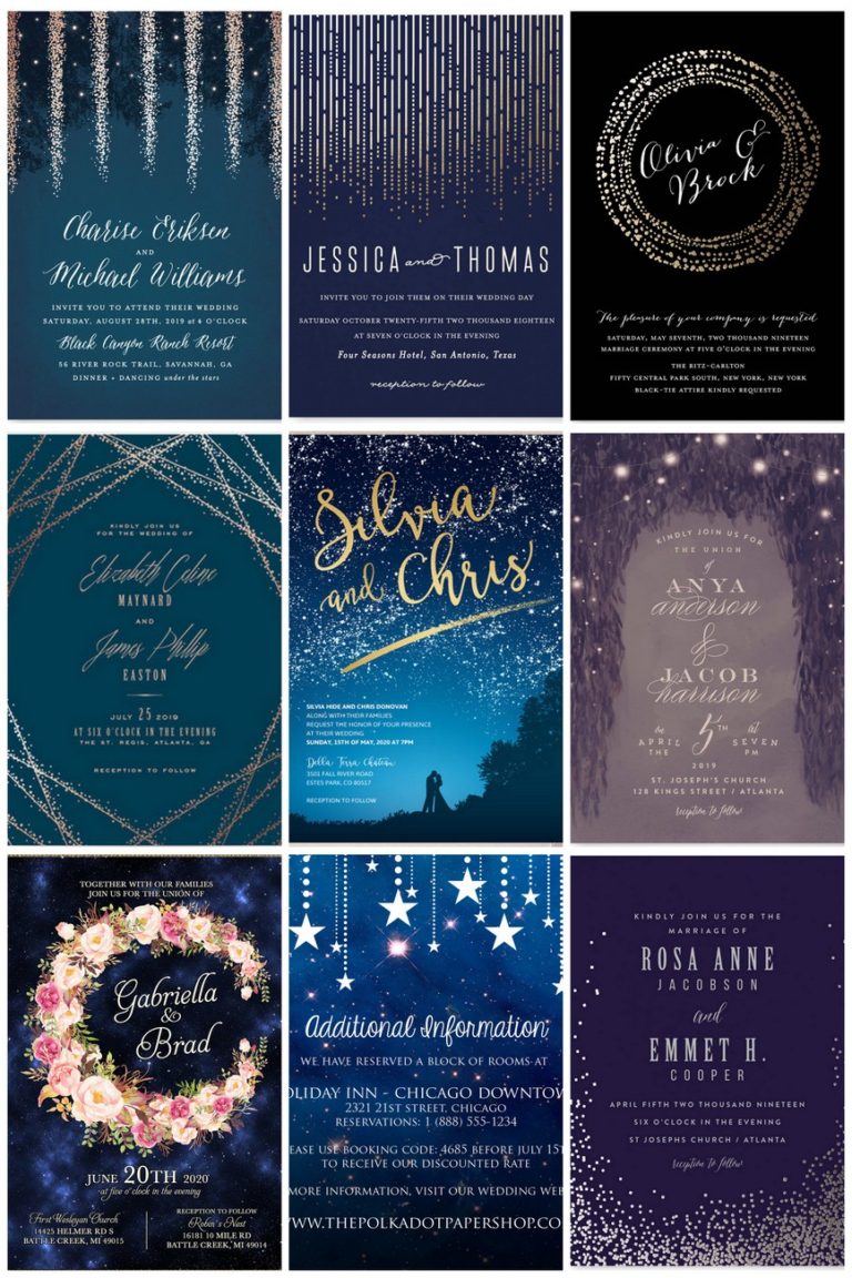 16+ Starry Night Celestial Wedding Invitations To Light Up Your Life