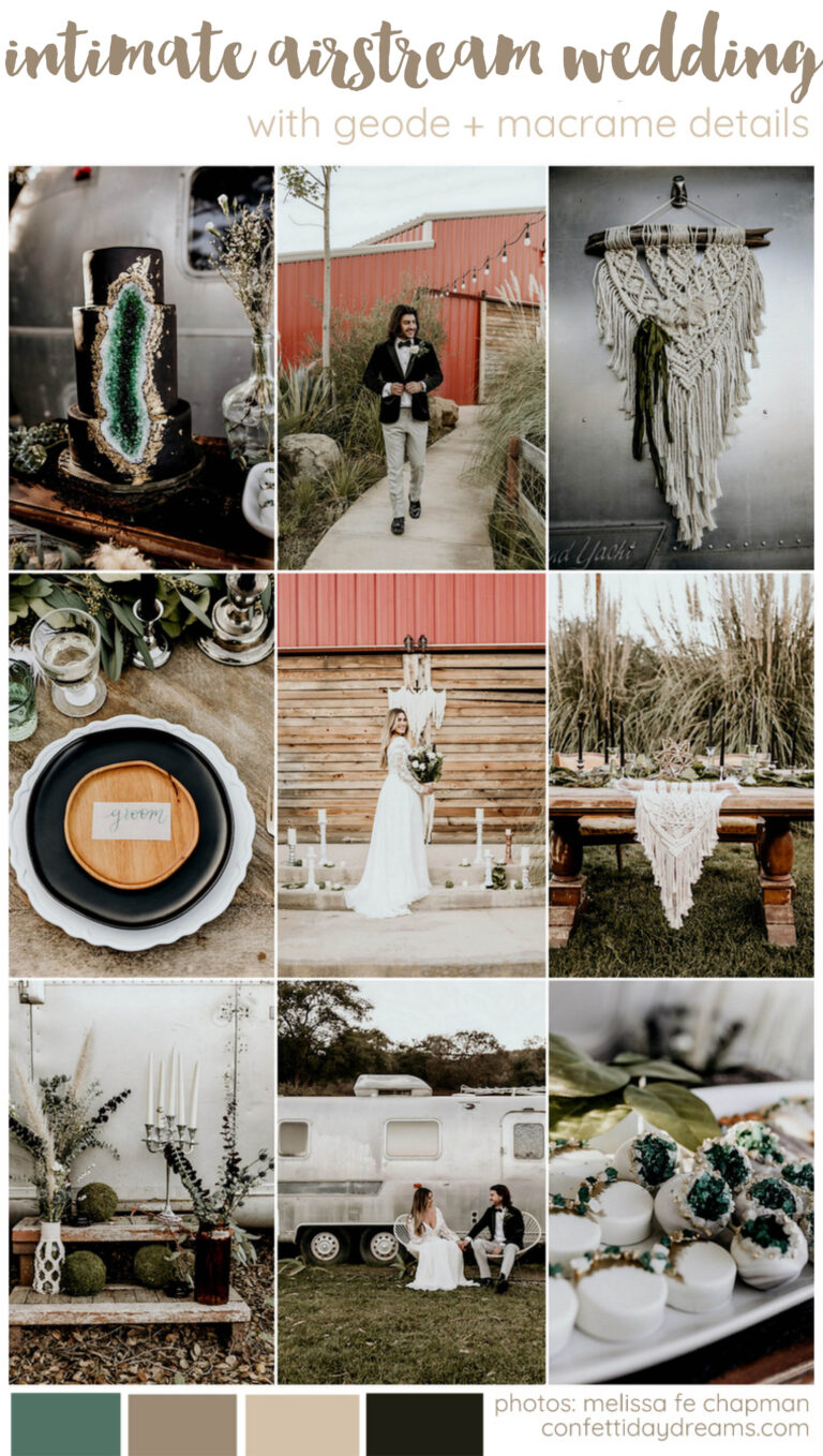 Intimate Airstream Wedding with Geode + Macrame Details