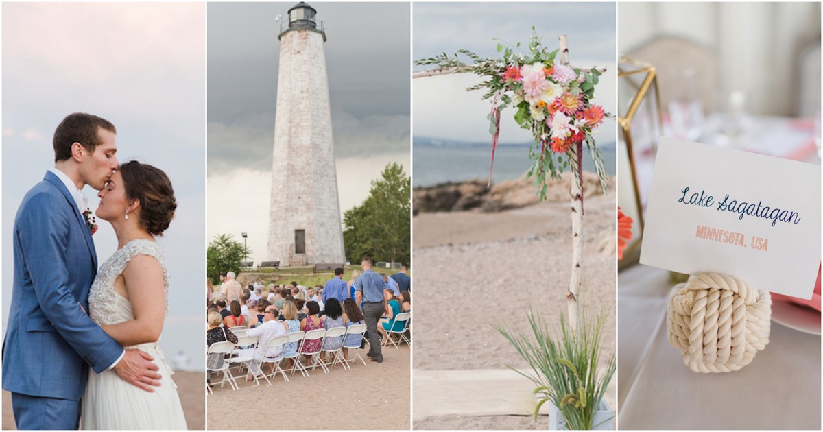 A Truly Romantic + Whimsical Lighthouse Wedding in Connecticut!